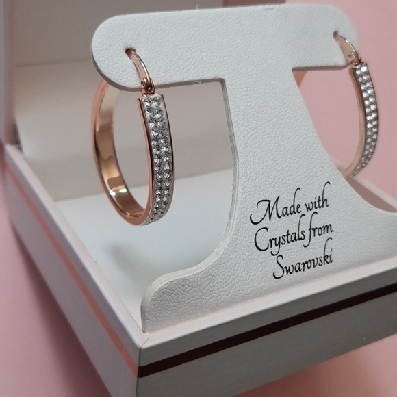 Sofia James | Jewelry | Sofia James Ny Swarovski Rose Gold Plated Hoops ...